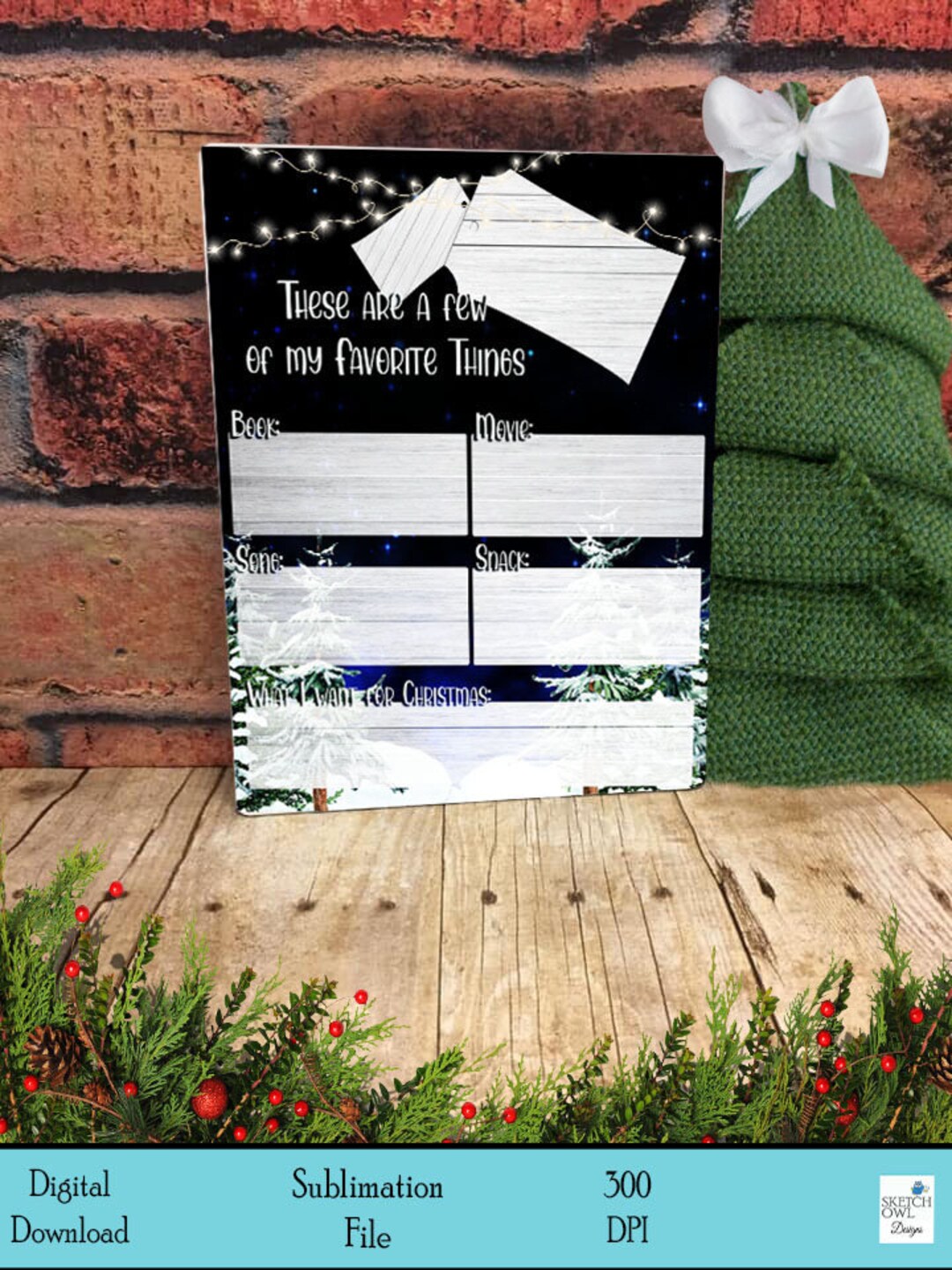 Favorite Things Board, Winter Scene Background, Christmas Board Design ...