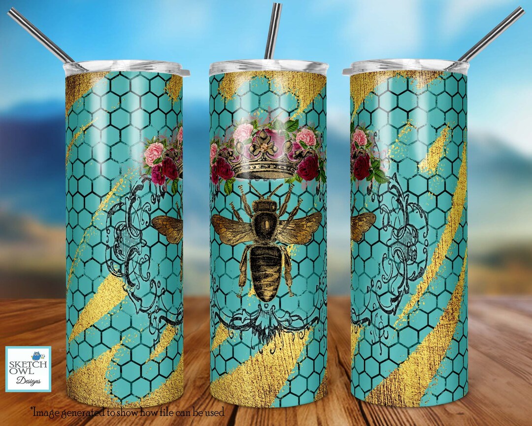 Queen Bee Tumbler Design, Tumbler Design, Queen Bee Image, Teal and ...