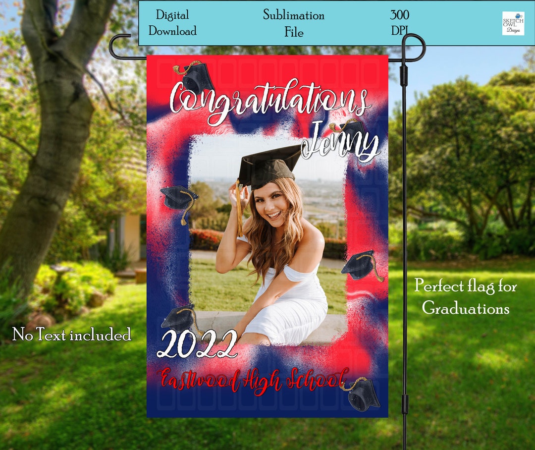Red and Blue School Colors Garden Flag, 12x18 Flag, Graduation Flag ...