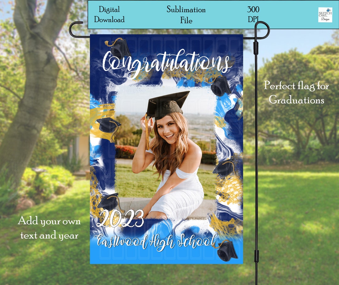 Navy Carolina Blue Gold White School Colors Garden Flag, 12x18 ...