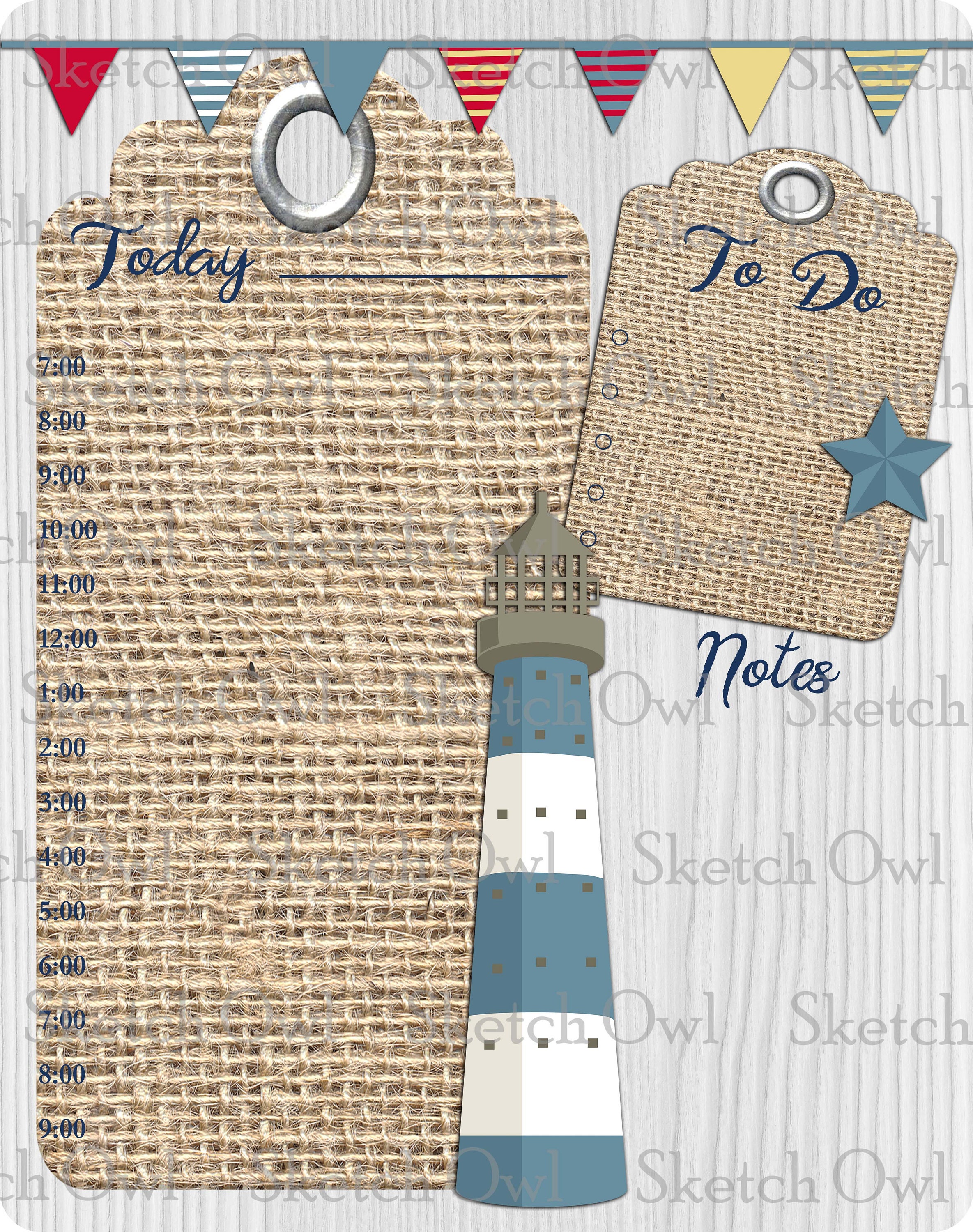Daily Calendar Blue Beach Nautical Theme With Blue Wood Frame - Etsy