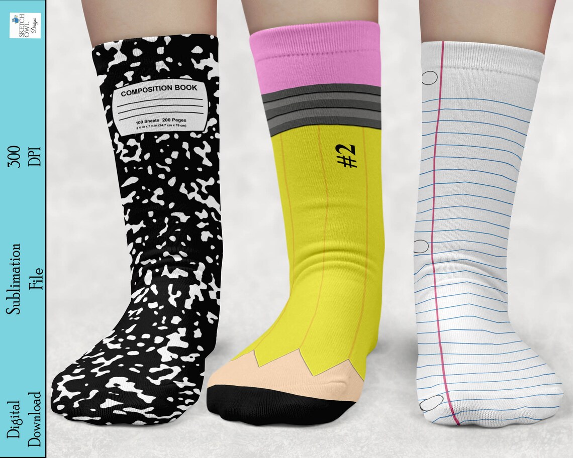 Sublimation Socks Design Teacher Socks Sock Bundle Pencil - Etsy
