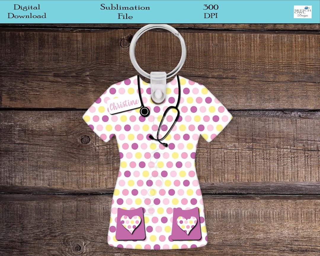 Nurse Scrub Keychain Design, Pink Polka Dot, Scrub Keychain, Nurse Gift ...