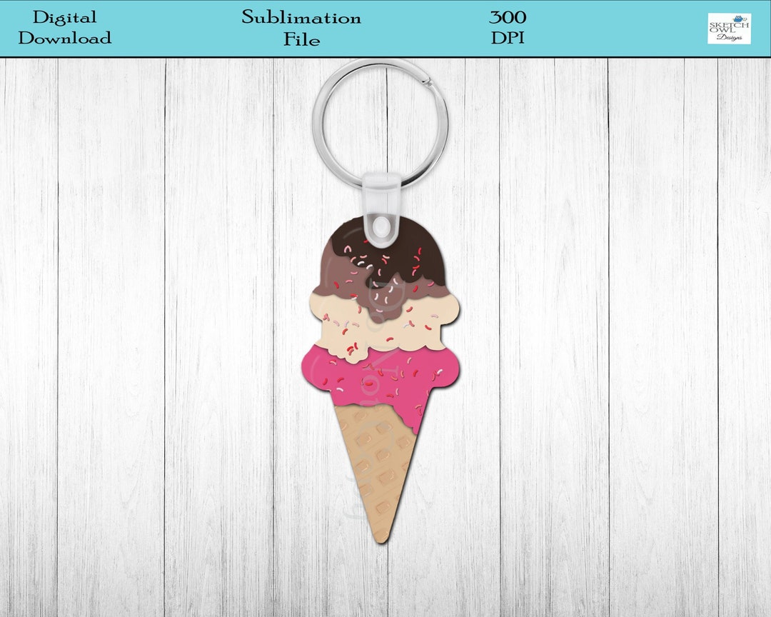 Ice Cream Keychain Design, Neapolitan Ice Cream, Party Favor, Birthday ...