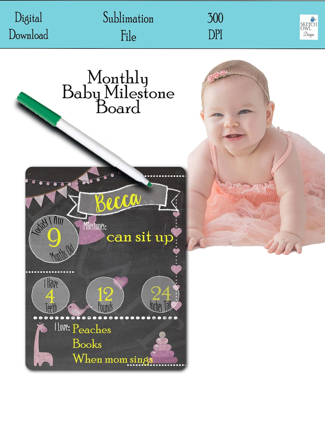 Monthly Baby Milestone Board Design, Milestone Chalkboard Design ...