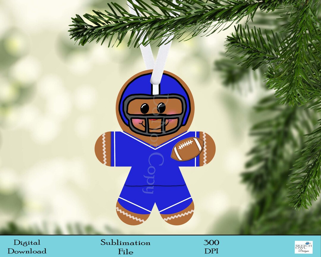 Gingerbread Man Football Ornament, Christmas Football Ornament, Royal ...