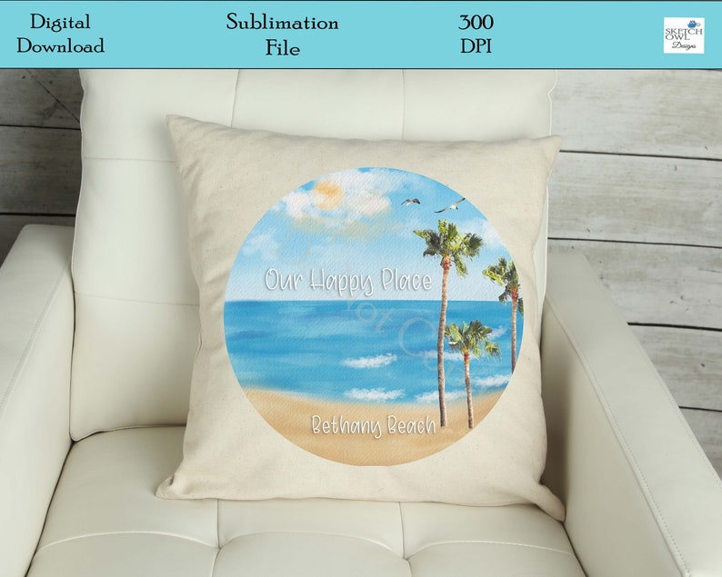 Beach Scene Our Happy Place Beach Sublimation Digital - Etsy