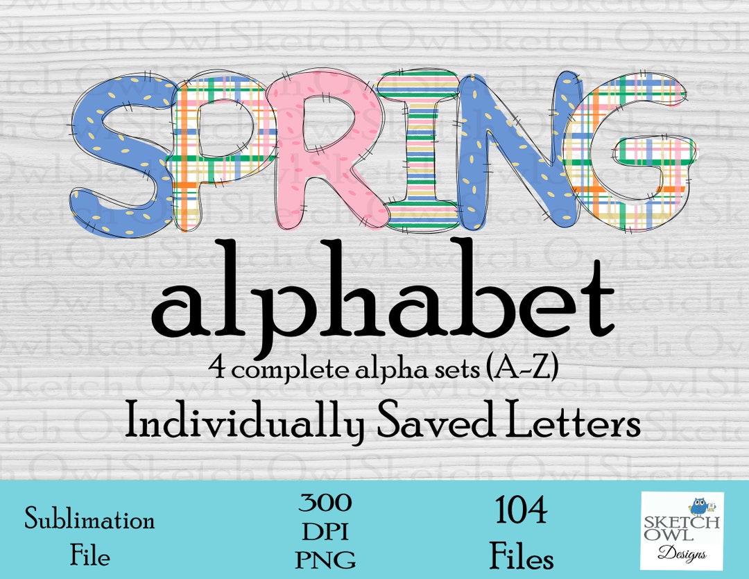 Spring Alphabet, Alphabet Set, Full Alpha Set, Easter Alpha, Doodle ...