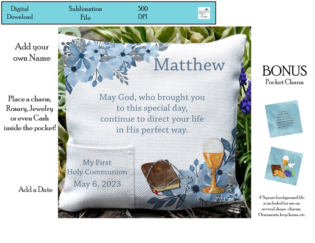 Charm Pillow Design, Little Pocket Pillow, First Holy Communion ...