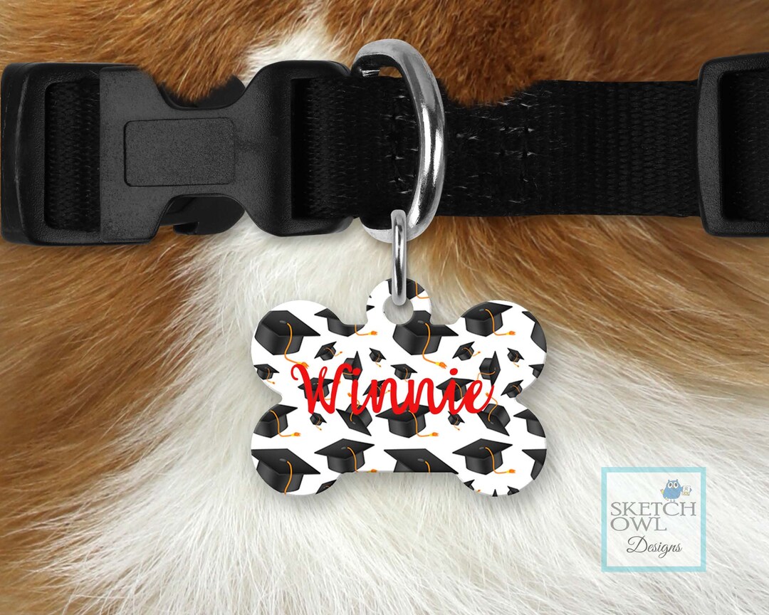 Dog Bone Shaped Pet Tag Graduation Cap Image Sublimation Digital ...