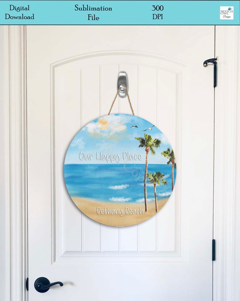 Beach Scene Our Happy Place Beach Sublimation Digital - Etsy