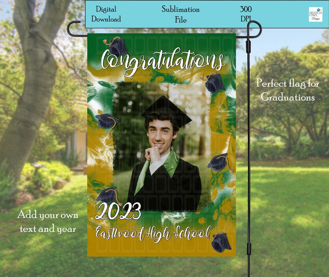 Green Gold School Colors Garden Flag, 12x18 Flag, Graduation Flag ...