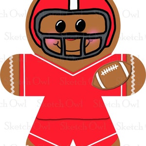 Gingerbread Man Football Ornament, Christmas Football Ornament, Red ...