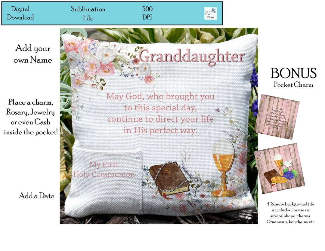 Charm Pillow Design, Little Pocket Pillow, First Holy Communion ...