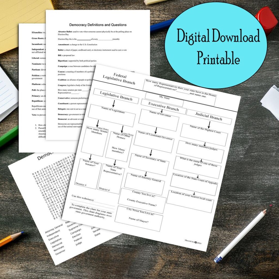 State Government Diagram, Learn About Democracy, Perfect for Social ...