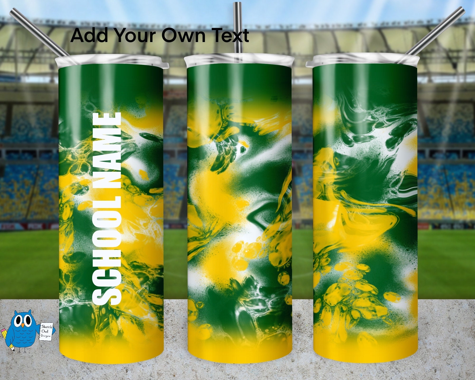 Dark Green and Gold School Colors Tumbler Design, Tumbler Design ...