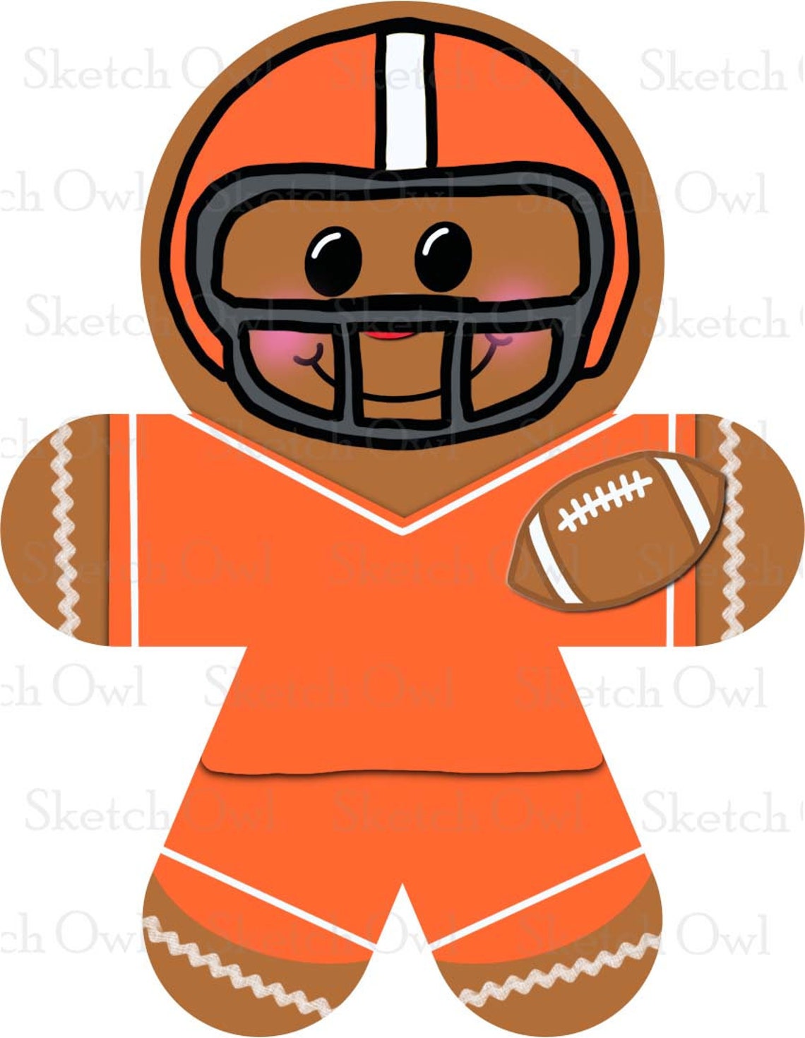 Gingerbread Man Football Ornament, Christmas Football Ornament, Orange ...