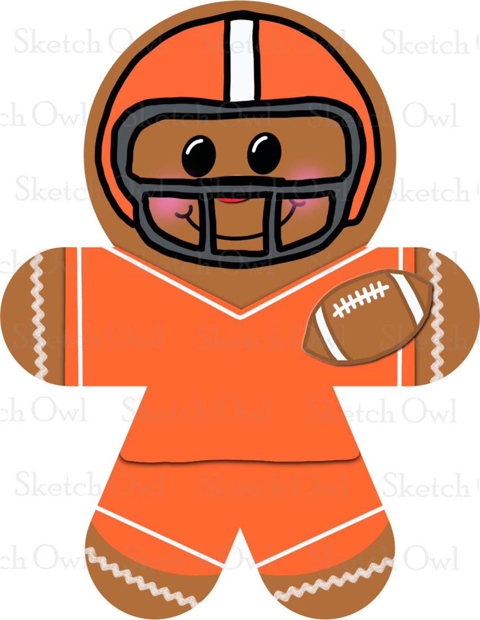 Gingerbread Man Football Ornament, Christmas Football Ornament, Orange ...