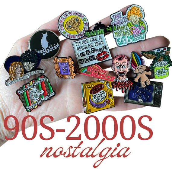 1990s-200s Nostalgia Enamel Pins | Millennial Memorab… - Gem
