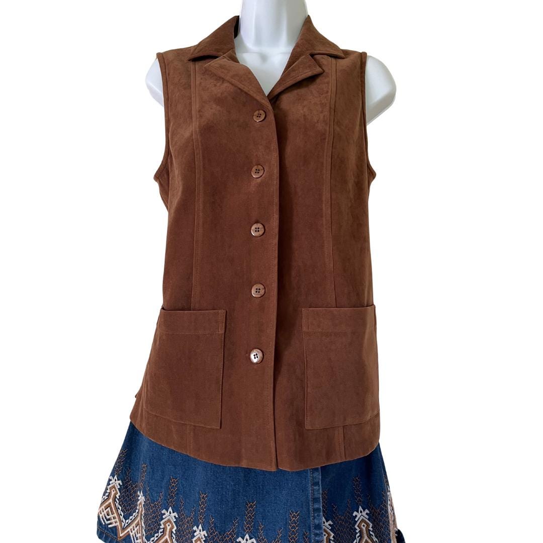 Vintage Faux Suede Vest: the Tog Shop, Tortoise Buttons, Retro Style - Etsy