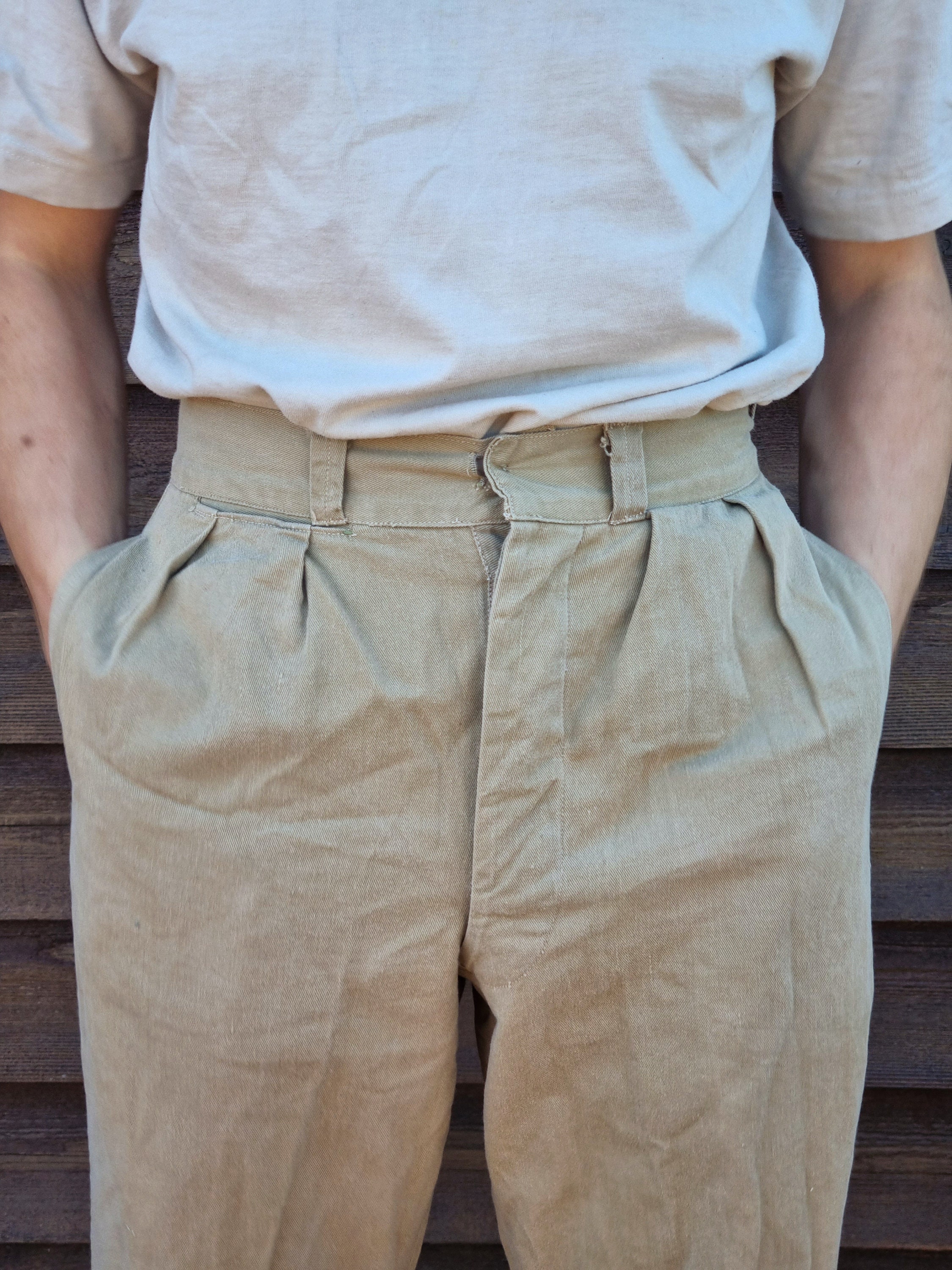 2x 28 Waist 40s 50s Army Military Beige Chino Pants True Vintage - Etsy
