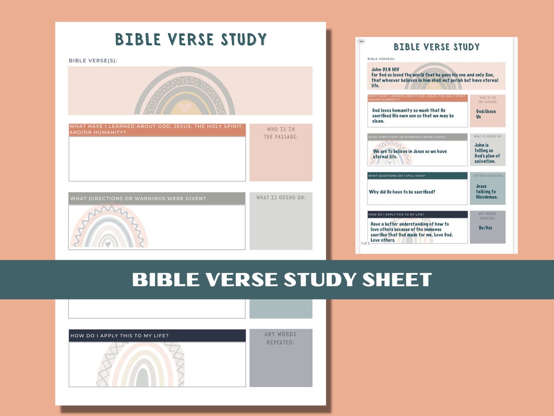Bible Verse Study Guide, Bible Study One Sheet, - Etsy