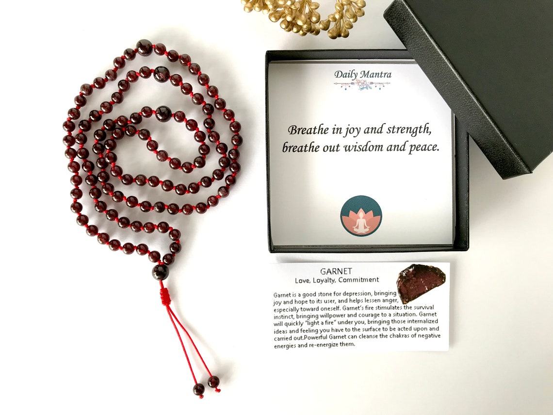 GARNET Yoga Beads Meditation Jewelry Adjustable Mala Beads | Etsy