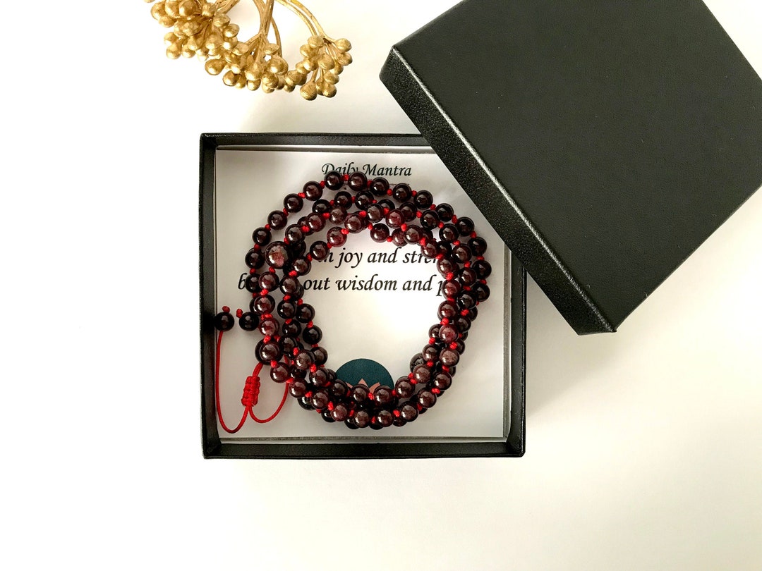 GARNET Yoga Beads, Meditation Jewelry - Adjustable Mala Beads, Mala ...