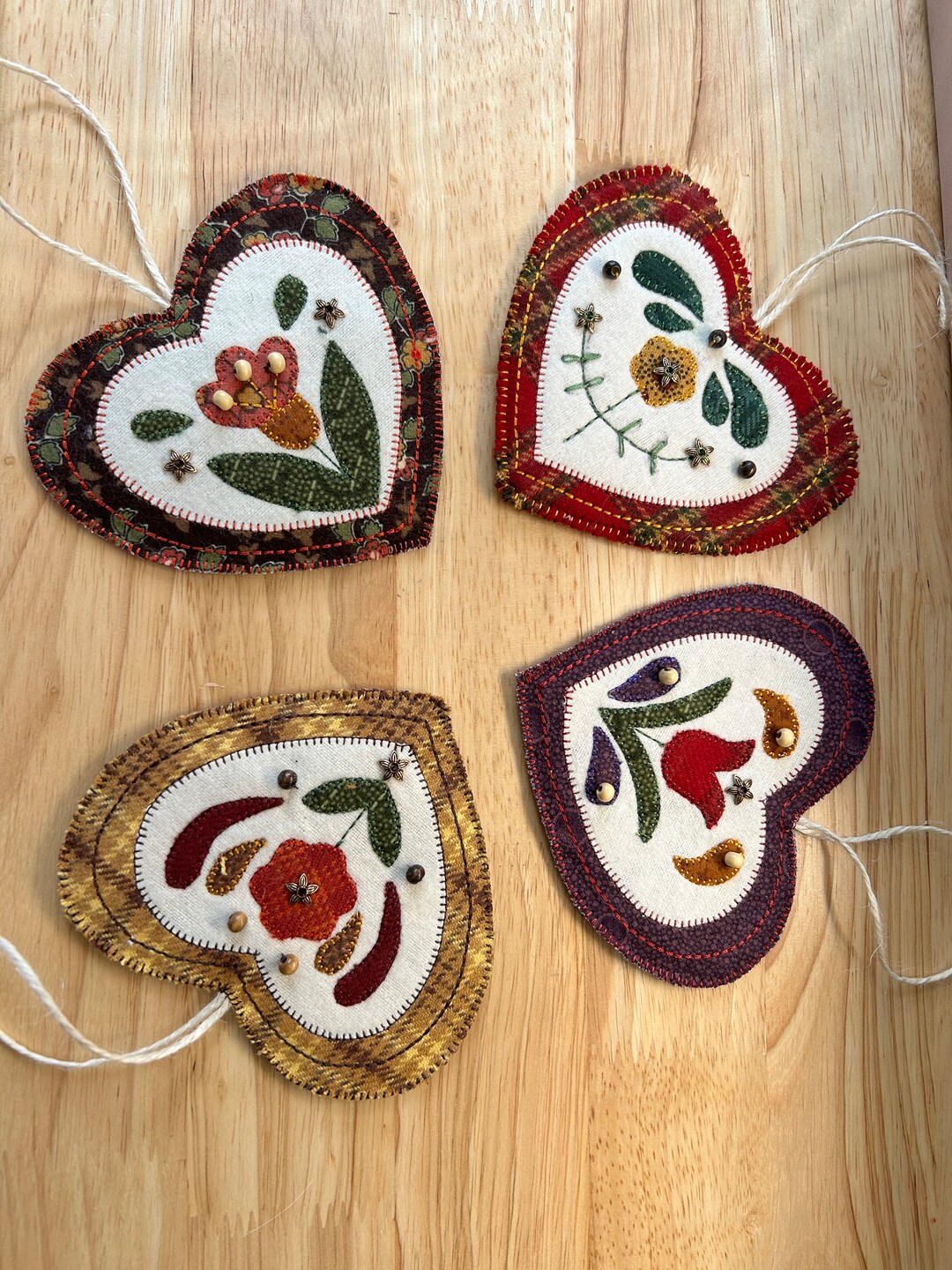 Flannel Folk Art Heart Ornament - Etsy