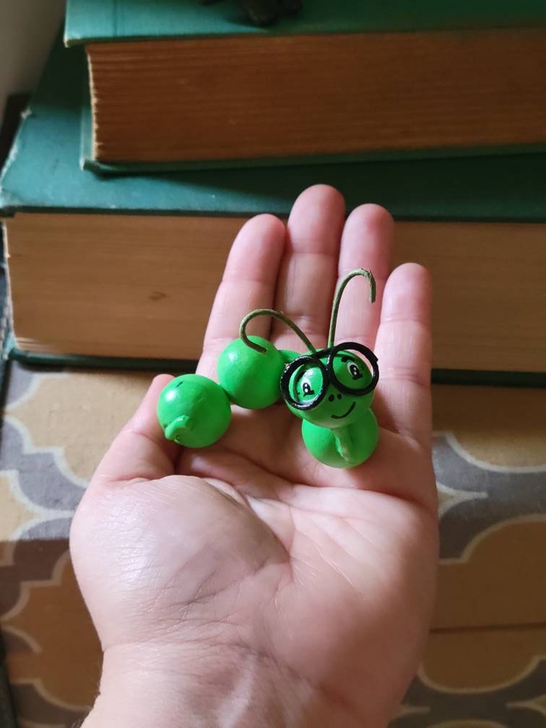 Handmade Wooden Book Worm Bookwormlarge and Small Book Worm Decor ...