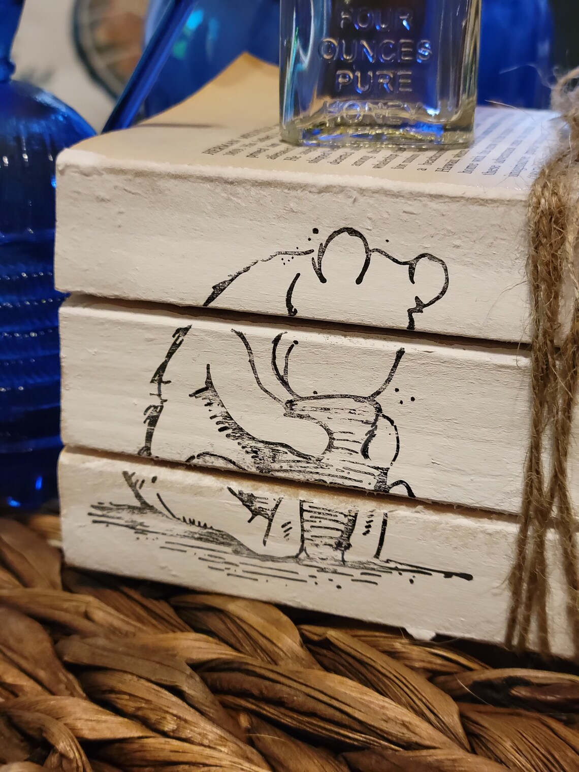 Vintage Winnie the Pooh Inspired Handmade Stamped Book Stack - Etsy