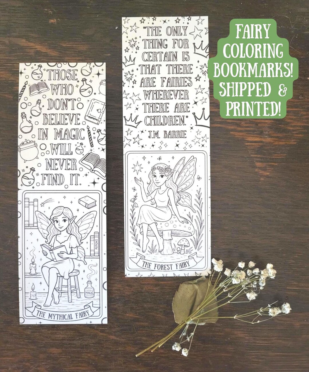 Fairy Coloring Bookmarks; Fairy Party Favors; Children Coloring ...