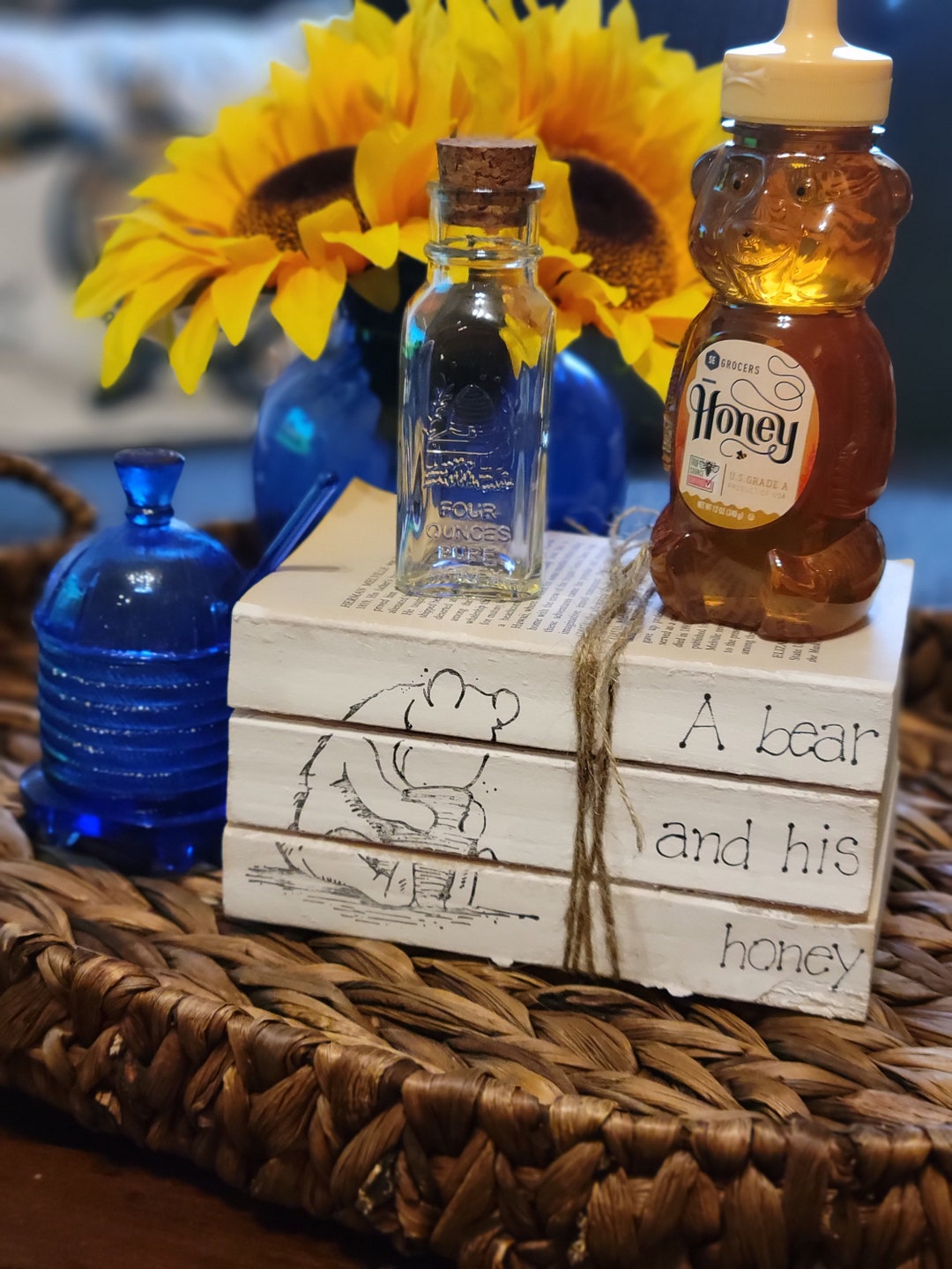 Vintage Winnie the Pooh Inspired Handmade Stamped Book Stack Winnie the ...