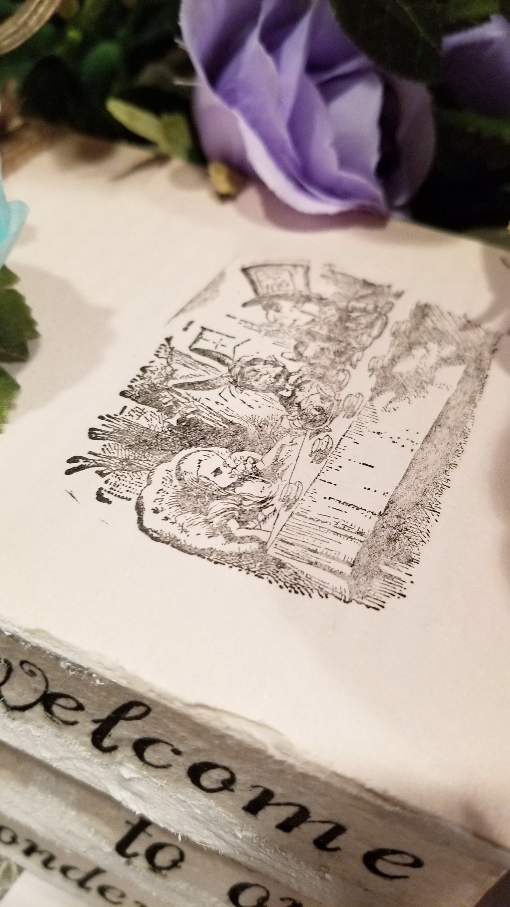 Welcome to our Wonderland stamped book set alice in | Etsy