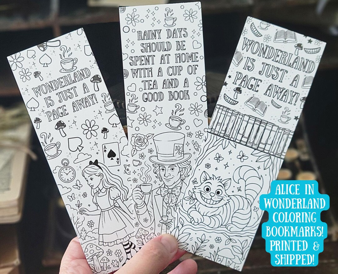 Alice in Wonderland Coloring Bookmarks; Alice in Wonderland Gift; Book ...