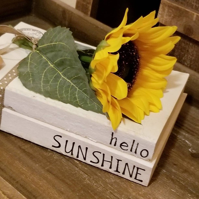 Hello Sunshine Book Stack Sunflower Stack Garden Stack - Etsy