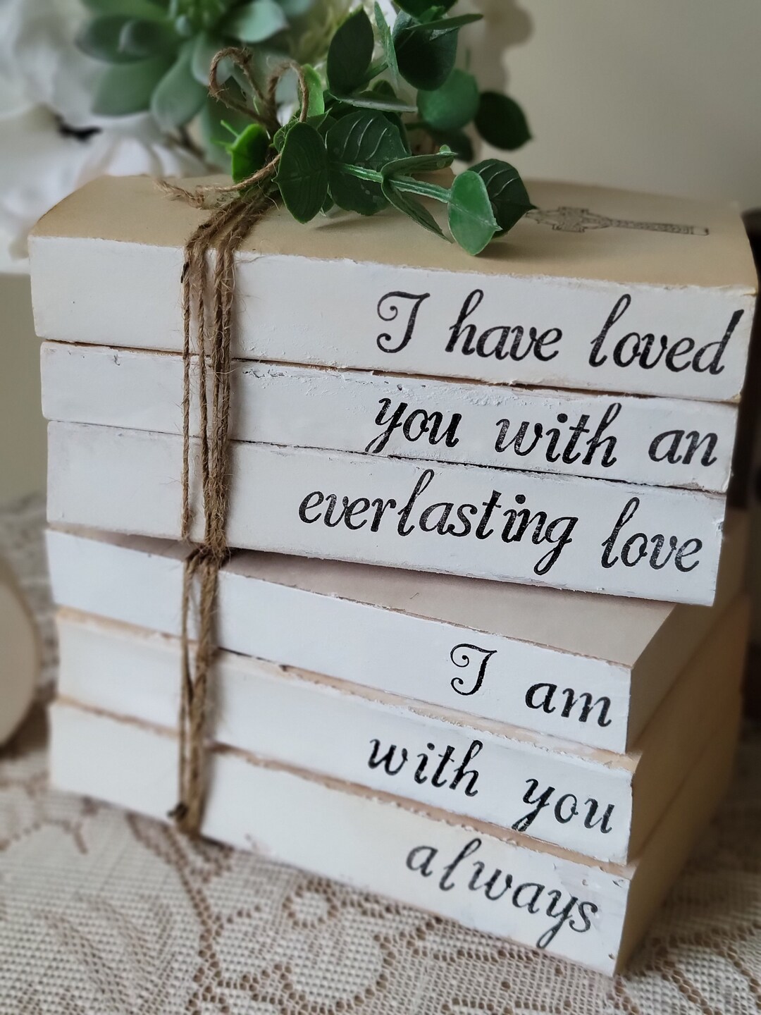 Custom Religious Wedding and Home Decor Stamped Book Stacks Biblical ...