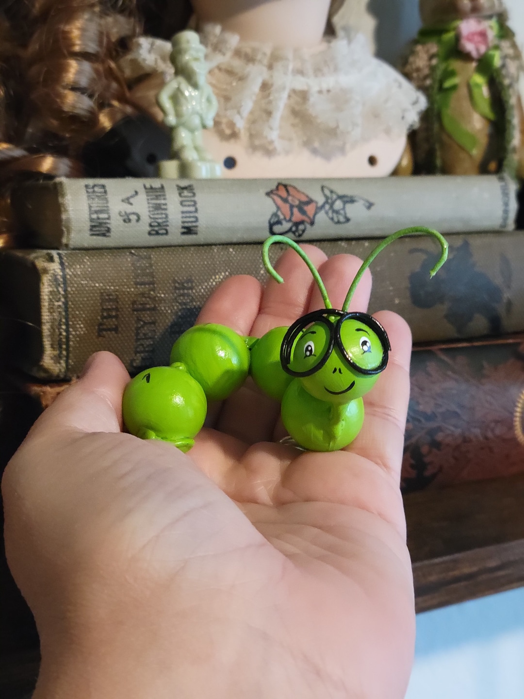 Handmade Wooden Book Worm; Bookworm;large and Small Book Worm Decor ...