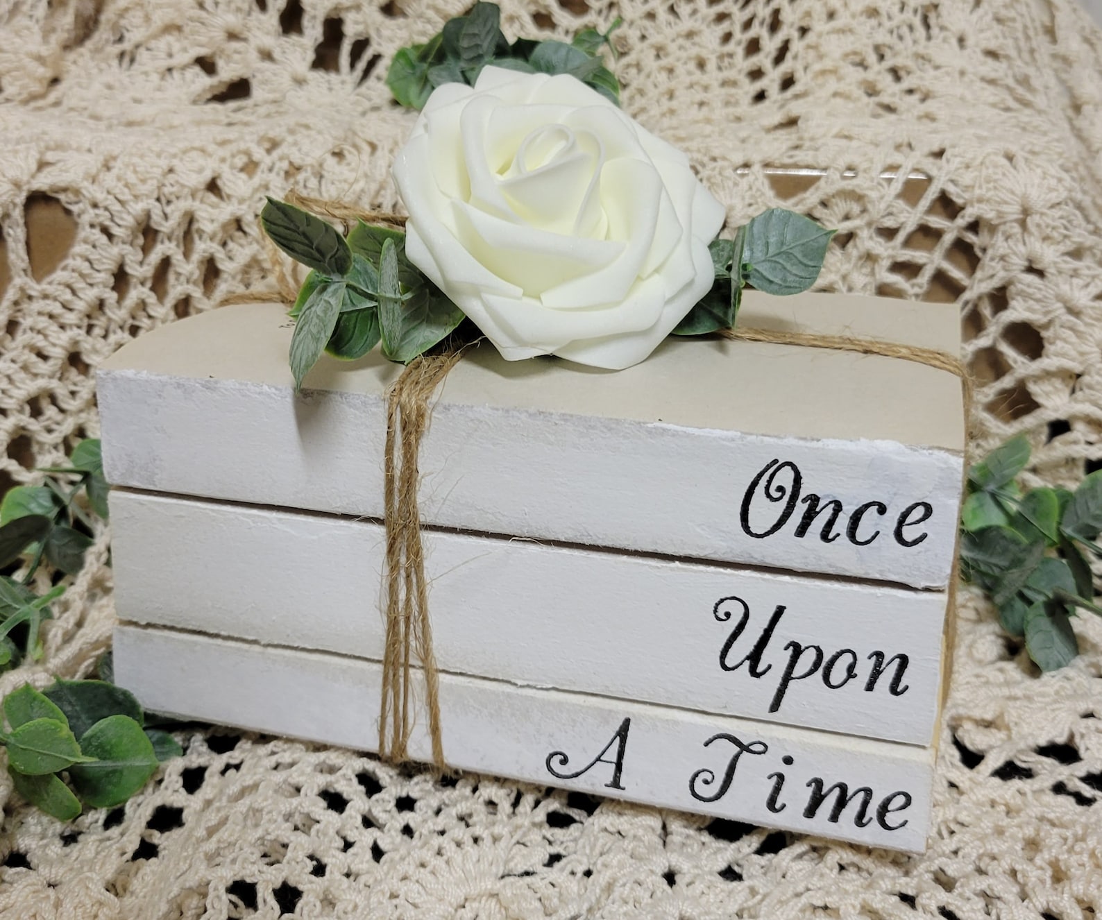 Once Upon a Time Hand Painted and Stamped Book Stack - Etsy