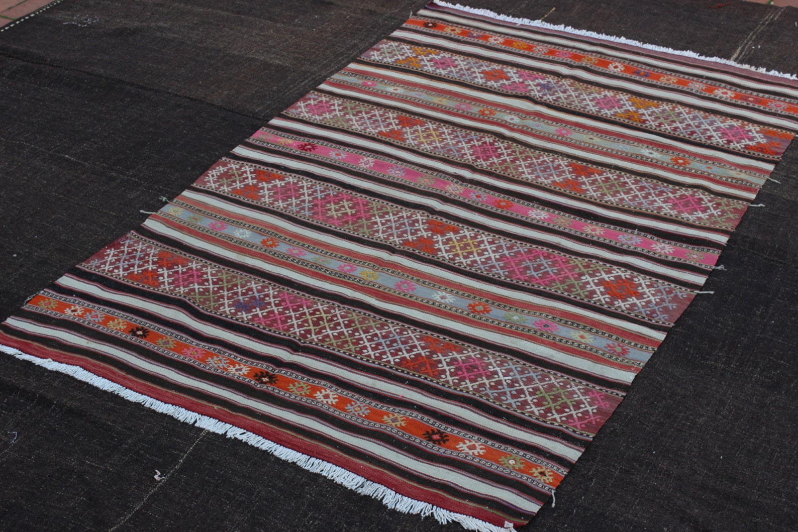 Pink Kilim Rug6.9x4.6feet210x142 Cmdecorative - Etsy