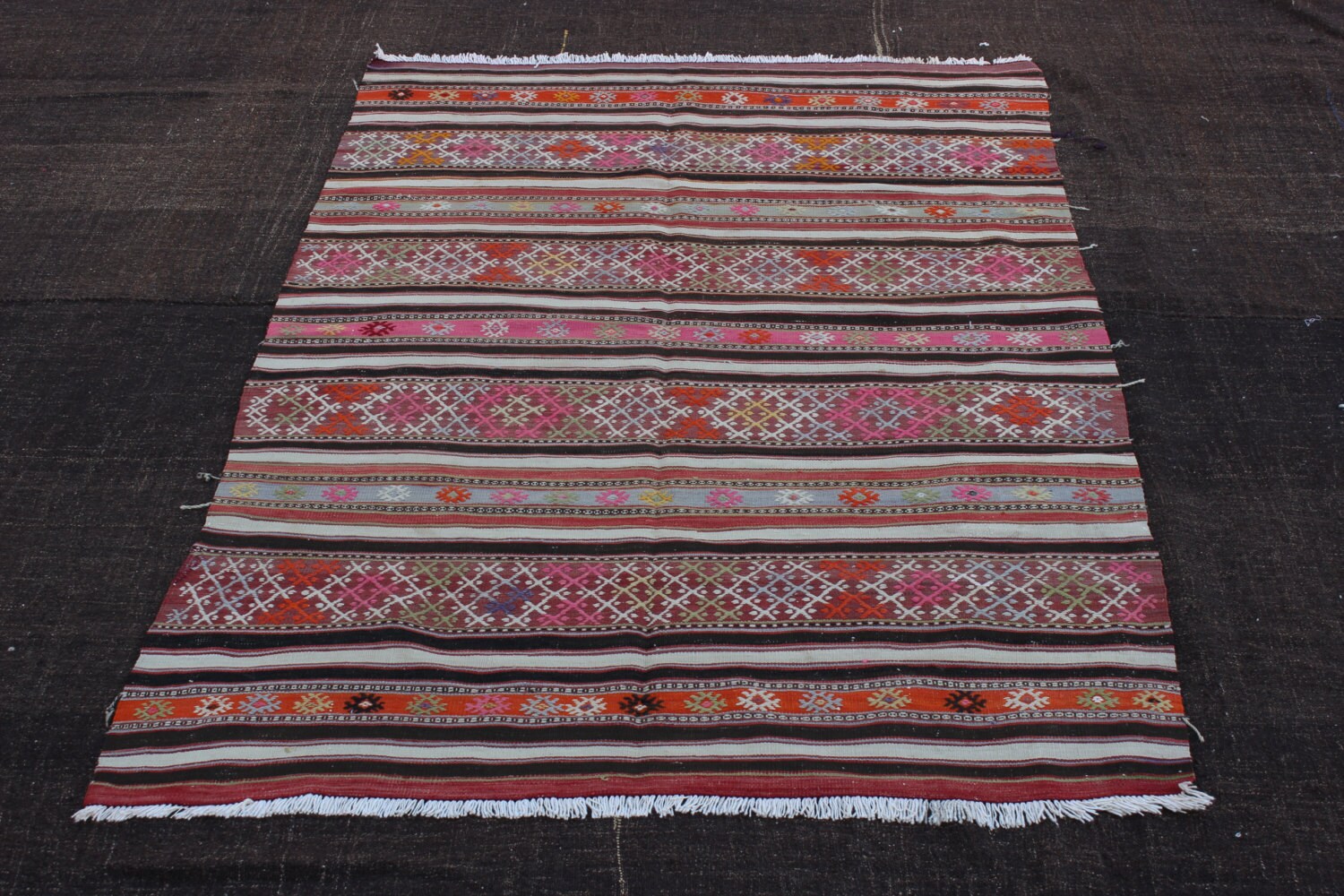 Pink Kilim Rug6.9x4.6feet210x142 Cmdecorative - Etsy