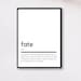 Fate Definition Printable Wall Art Fate Poster Fate Quote - Etsy
