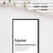 Hipster Definition Printable Wall Art Hipster Print Funny - Etsy