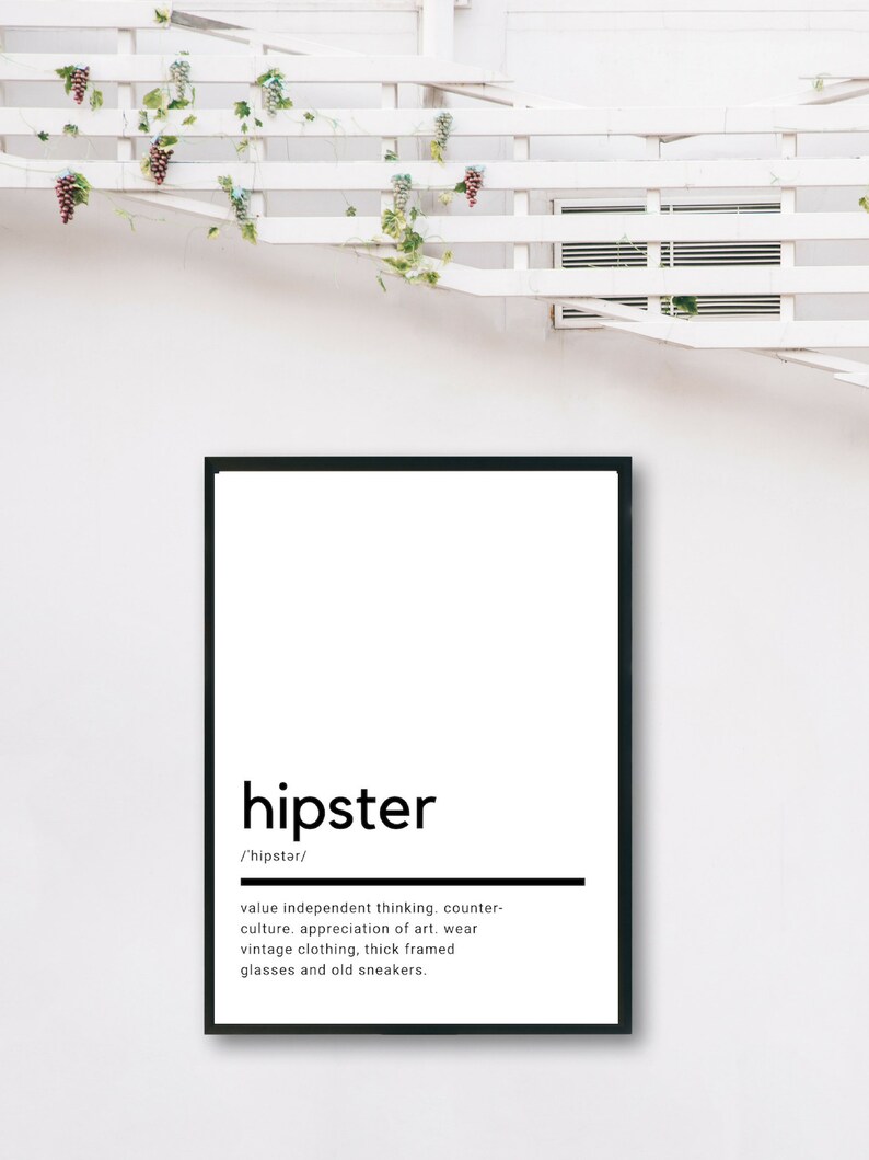 Hipster Definition, Printable Wall Art, Hipster Print, Funny Hipster ...
