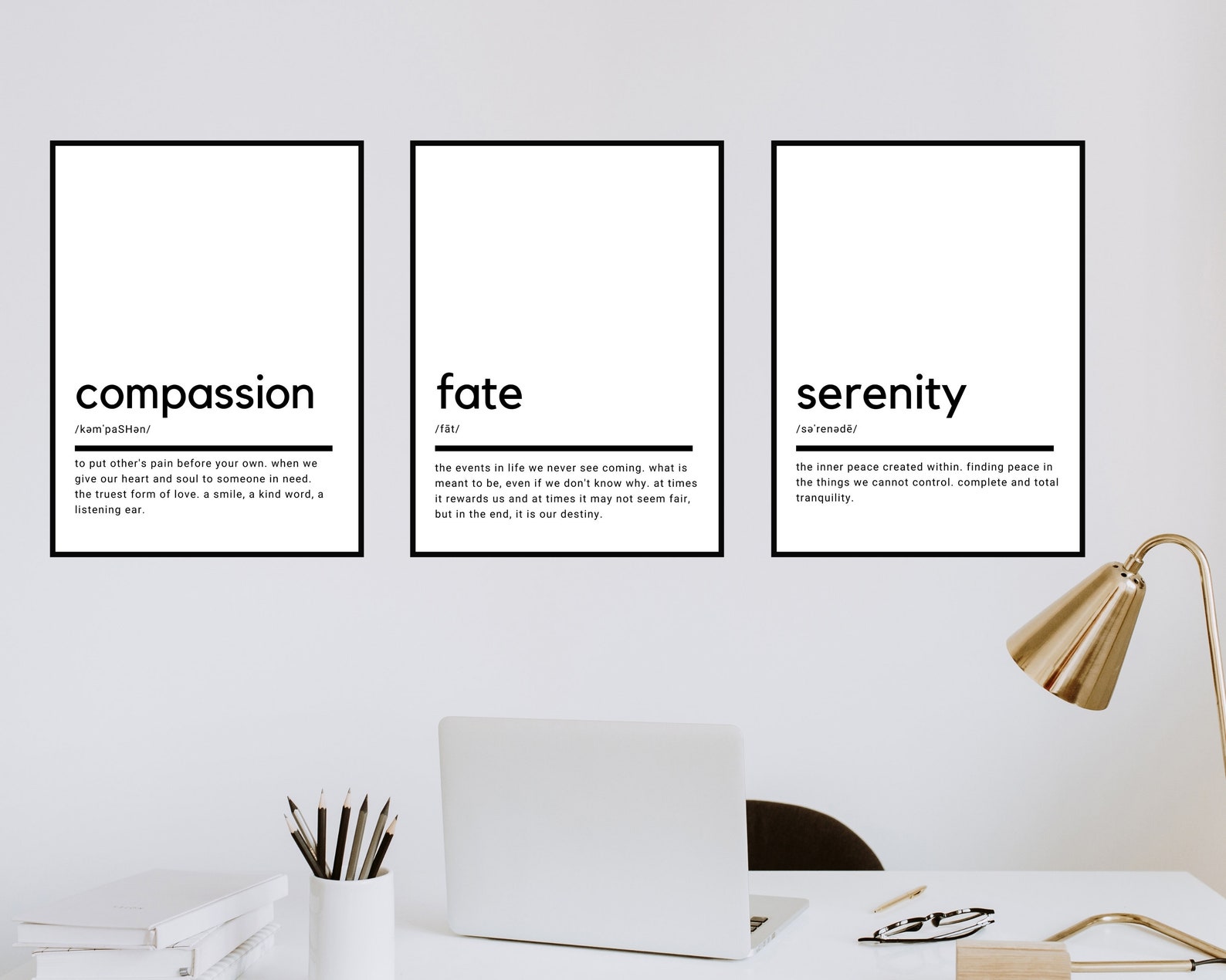 Printable Wall Art Set of 3 Compassion Fate and Serenity | Etsy