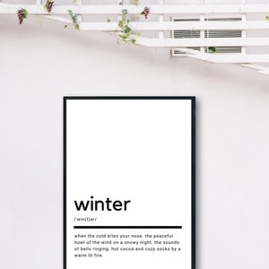 Winter Definition, Printable Wall Art, Winter Poster, Winter Quote ...