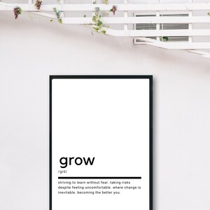 Grow Definition, Printable Wall Art, Grow Poster, Grow Quote, Grow ...