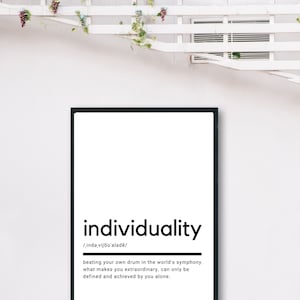 Individuality Definition, Printable Wall Art, Individuality Poster ...