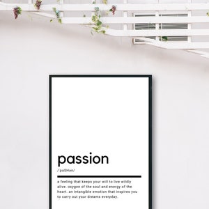 Buy Passion Definition, Printable Wall Art, Passion Poster, Passion ...