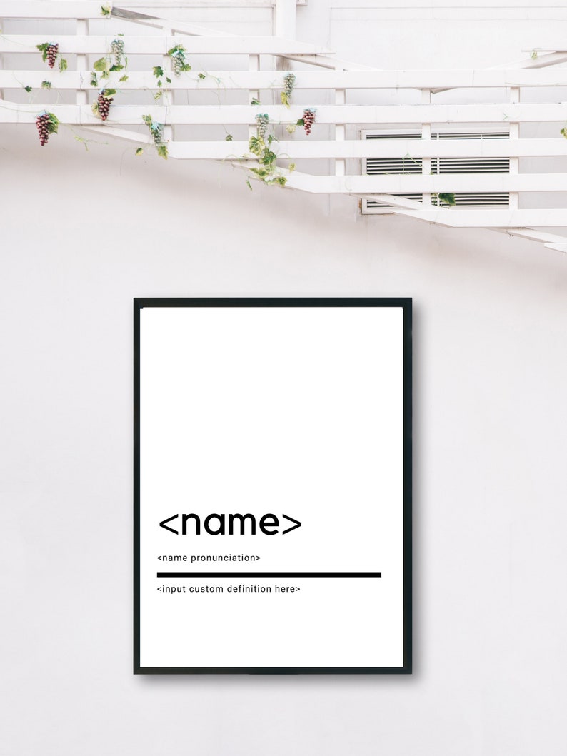 Customized Name & Definition Printable Wall Art Poster - Etsy